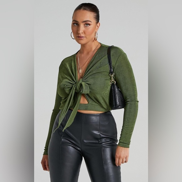 Showpo. | Tops | Showpo Cortez Plunging Centre Front Waist Tie Long ...